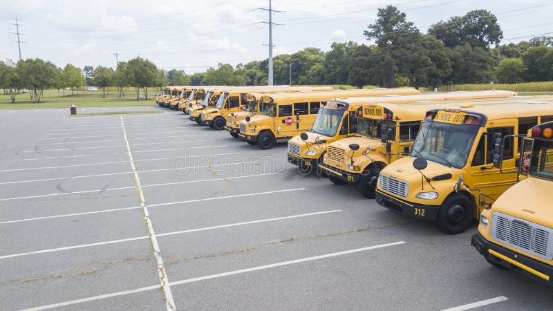 School Busses Parked at School Stock Image - Image of fleet, educate ...