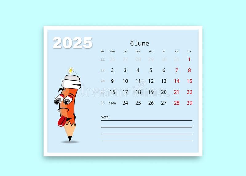 A School Calendar with Funny Cartoon Characters from Stationery. Vector ...