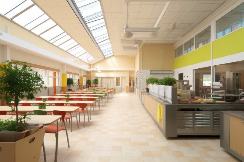 School Canteen Modern Interior Design Image Stock Illustration ...