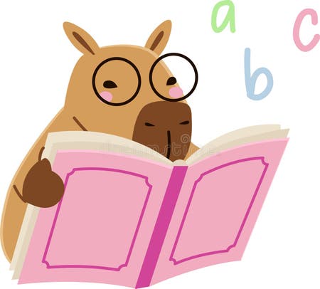 School Capybara Reading Book Stock Illustration - Illustration of learn ...