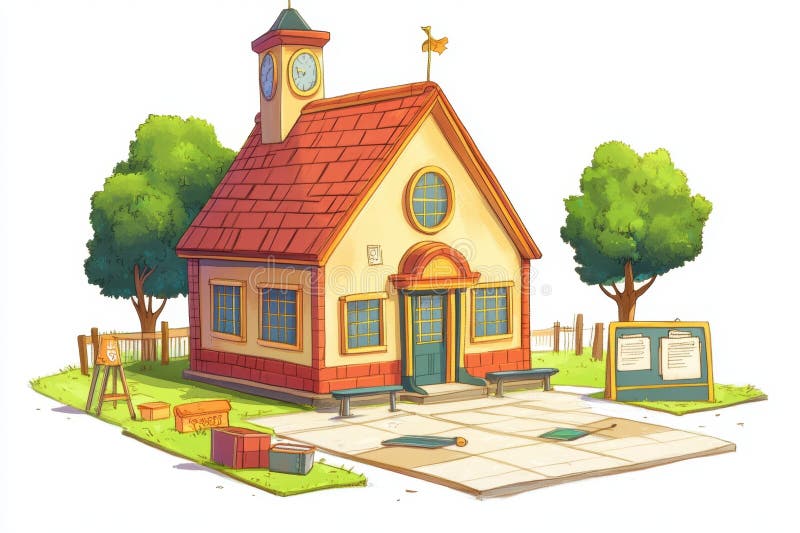 A School Cartoons Isolated on White.Generative AI Illustration Stock ...