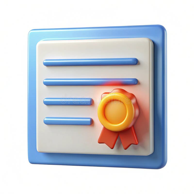 School certificate 3D icon stock illustration. Illustration of digital ...
