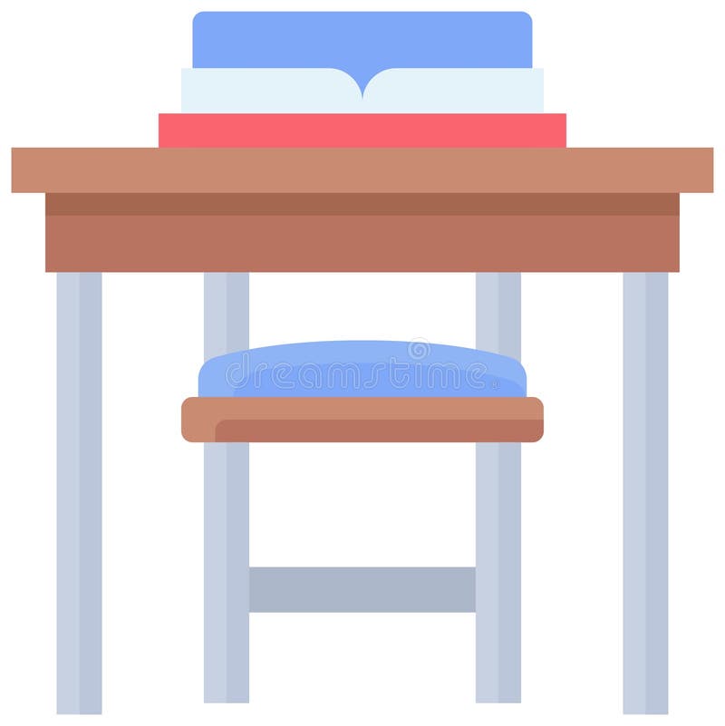 School Chair and Table Icon, High School Related Vector Illustration ...