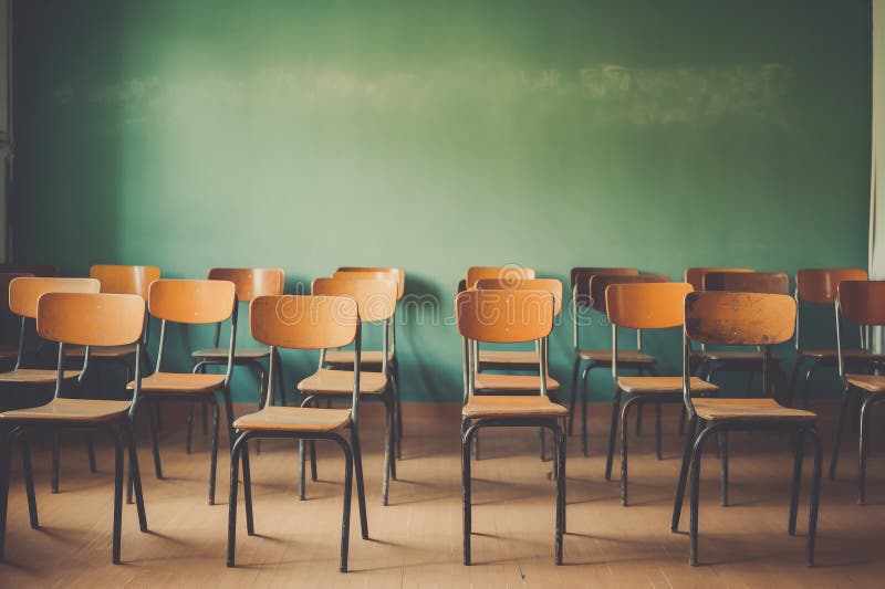 School Chairs in an Empty Classroom Stock Photo - Image of knowledge ...