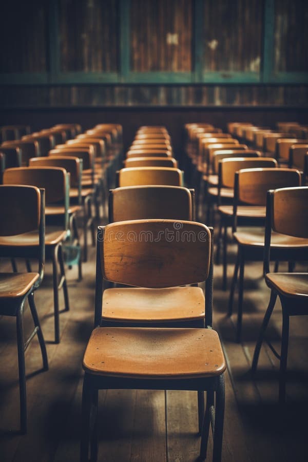 School Chairs in an Empty Classroom Stock Image - Image of lecture ...