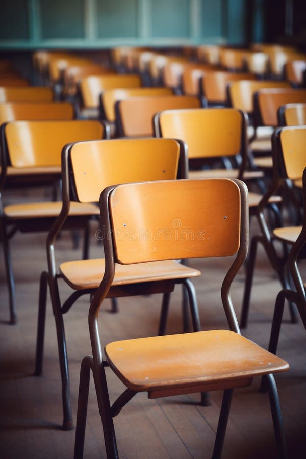 School Chairs in an Empty Classroom Stock Photo - Image of knowledge ...