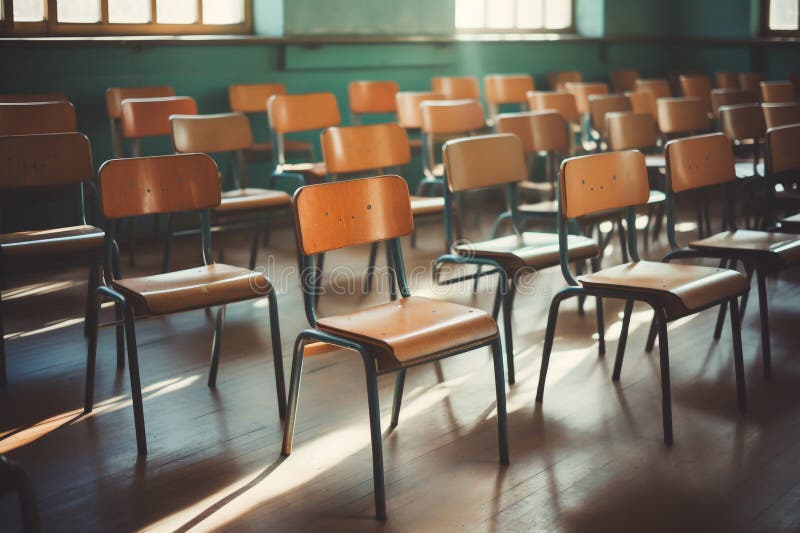 School Chairs in an Empty Classroom Stock Image - Image of preschool ...