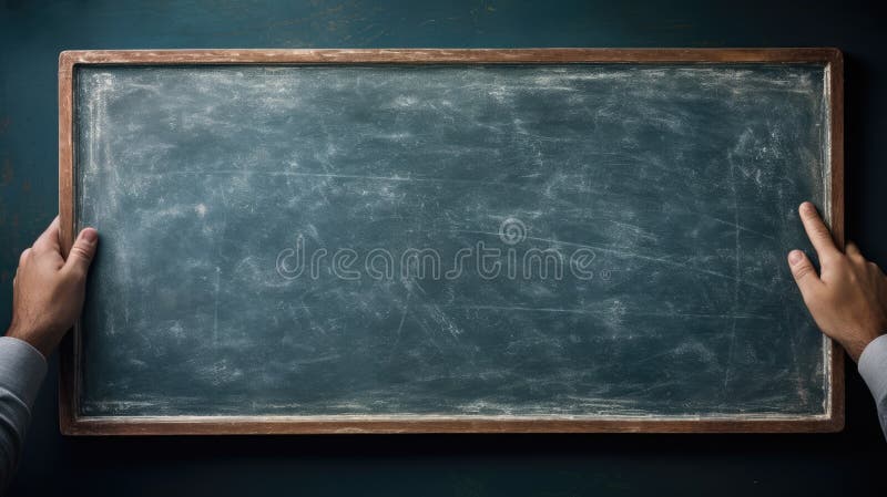School Chalkboard. Hand Holding the Board Stock Photo - Image of ...