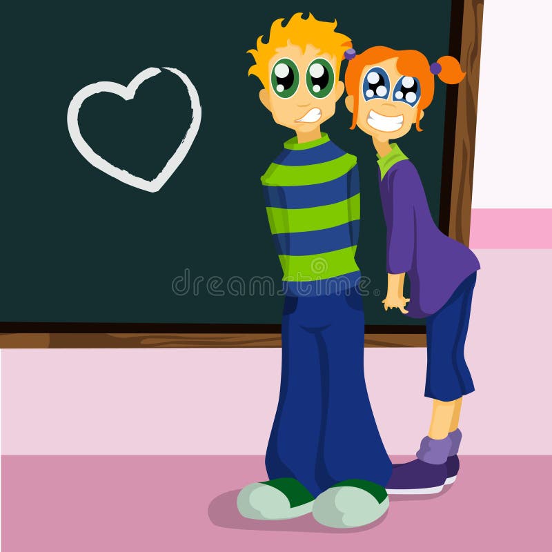 School Characters Fall In Love Stock Vector - Illustration of ...
