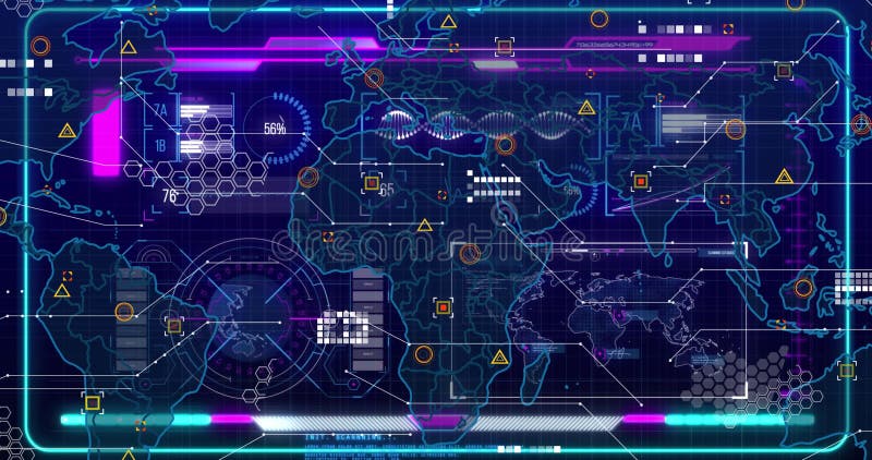 In School, Child Learning Animation with Futuristic Digital Map and ...