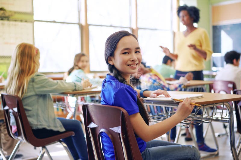 School, Child Portrait and Education in a Classroom with a Lesson To ...