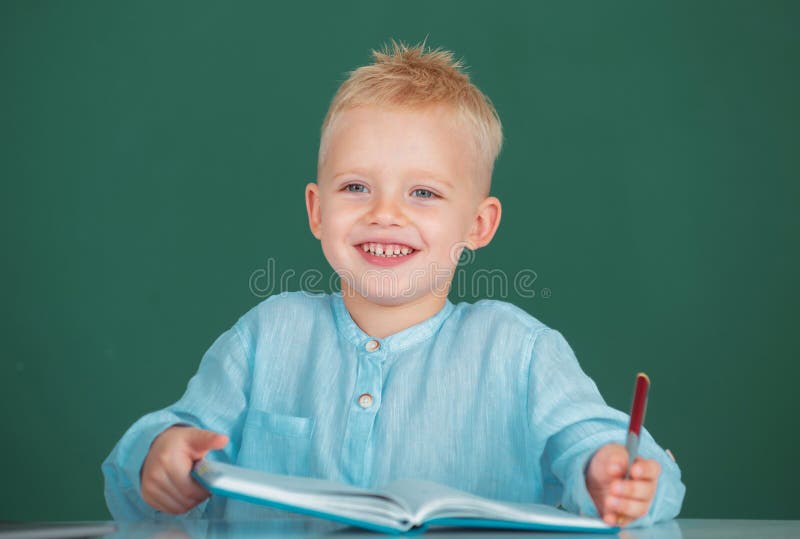Little Student Child Studying in Classroom at Elementary School. Kid ...