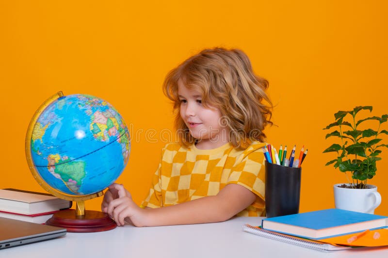 School Child Studying in Classroom at Elementary School. Kid Studying ...