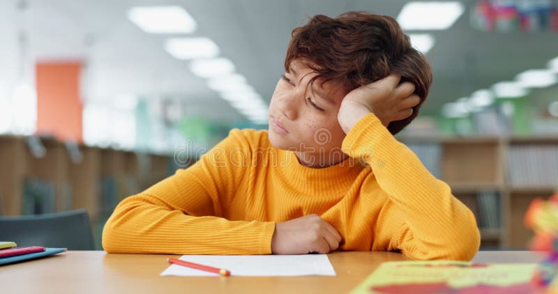 School, Child and Tired with Thinking in Library for Learning Study ...