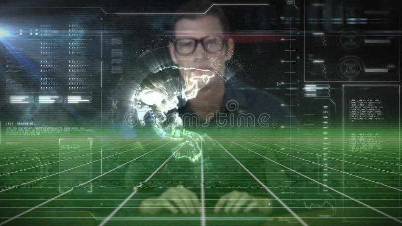 In School, Child Using Animation Holographic Interface Displaying ...