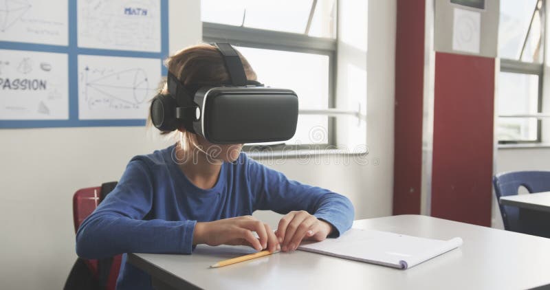 In School, Child Raising Hand with Animation of Math Symbols in ...