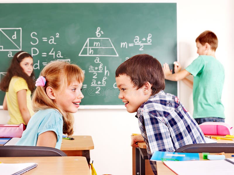 School Child Writting on Blackboard. Stock Photo - Image of color ...