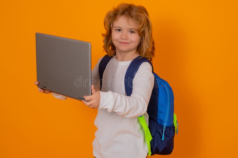 School Children. School Child Using Laptop. Kid Boy from Elementary ...