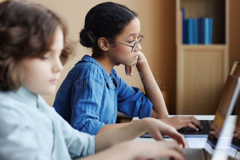 School Children Working on Computers in Class Stock Image - Image of ...