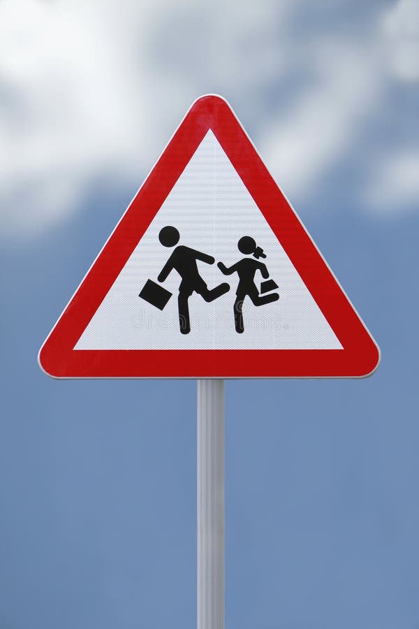 School Children Crossing Sign (with Clipping Path) Stock Image - Image ...
