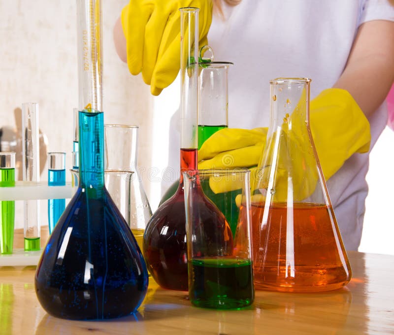 School Children Doing Chemistry Science Experiment Stock Image - Image ...