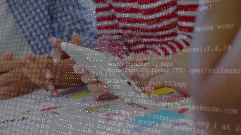 In School, Children Drawing with Animation Overlay Showing Network Data ...