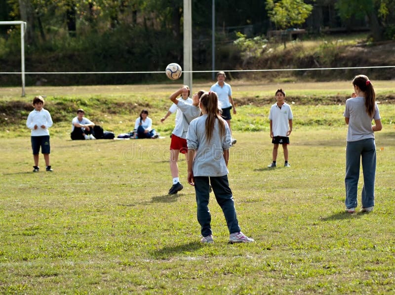 School Children Playing Volleyball Editorial Stock Image - Image of ...