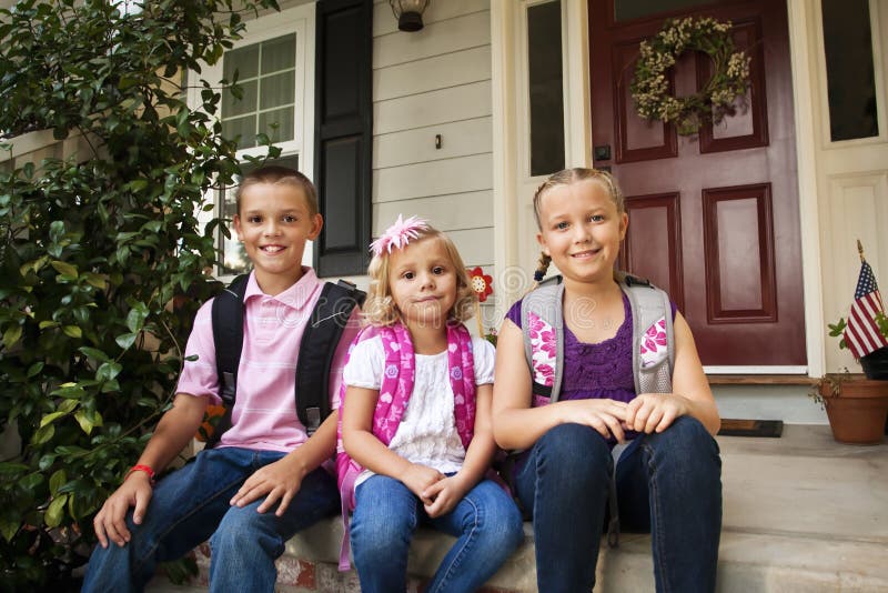School Children Ready for School Stock Image - Image of american, girl ...