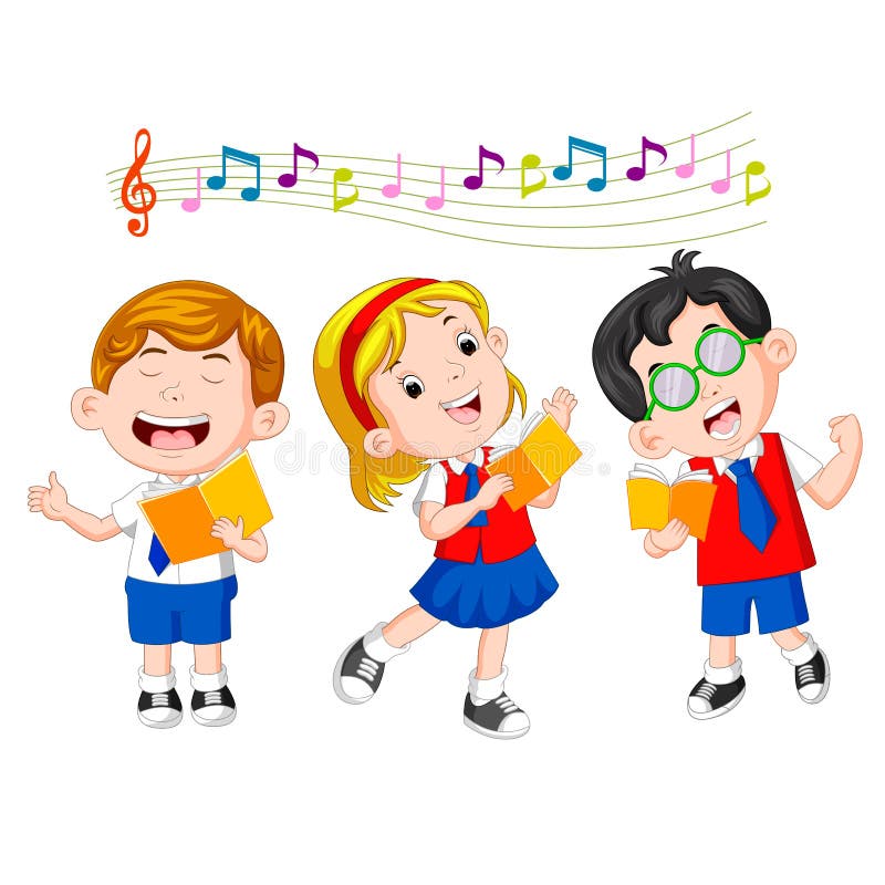 School children singing stock vector. Illustration of presentation ...