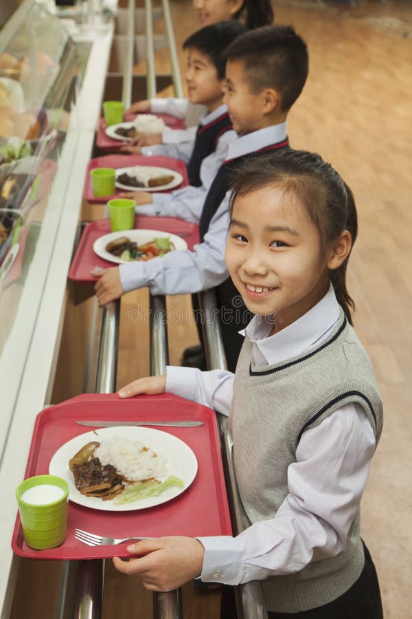 A Student Collecting Lunch in School Cafeteria Stock Photo - Image of ...