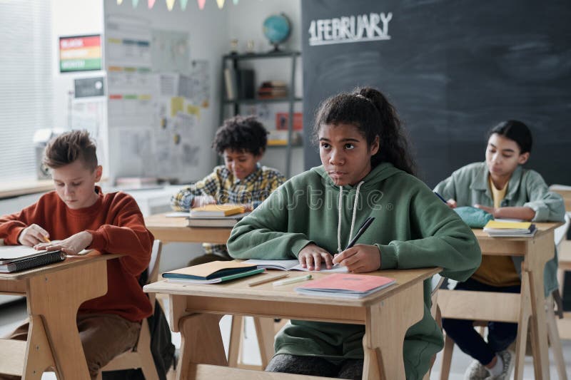 School Children Studying in Primary School Stock Photo - Image of ...