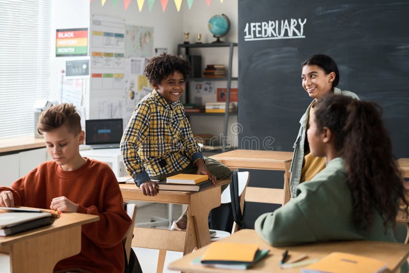 School Children Talking during Break Stock Photo - Image of caucasian ...