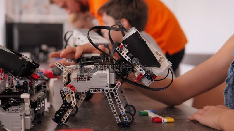School Children in Robotics School Makes Robot Managed from the ...