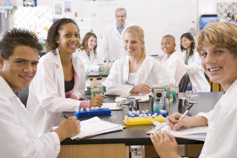 School Children and Their Teacher in Science Class Stock Photo - Image ...