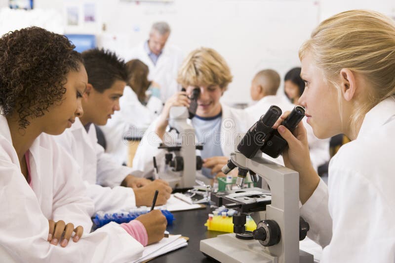 School Children and Their Teacher in Science Class Stock Image - Image ...