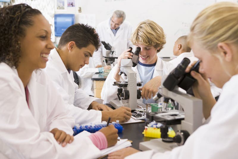 School Children and Their Teacher in Science Class Stock Image - Image ...