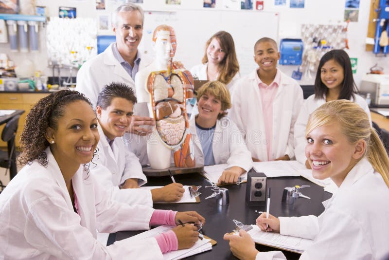 School Children and Their Teacher in Science Class Stock Image - Image ...