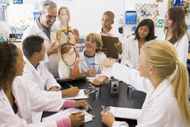 School Children and Their Teacher in Science Class Stock Image - Image ...