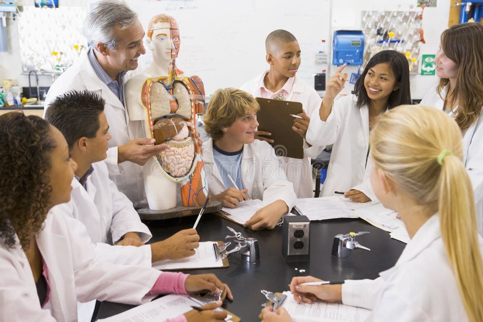 School Children and Their Teacher in Science Class Stock Image - Image ...