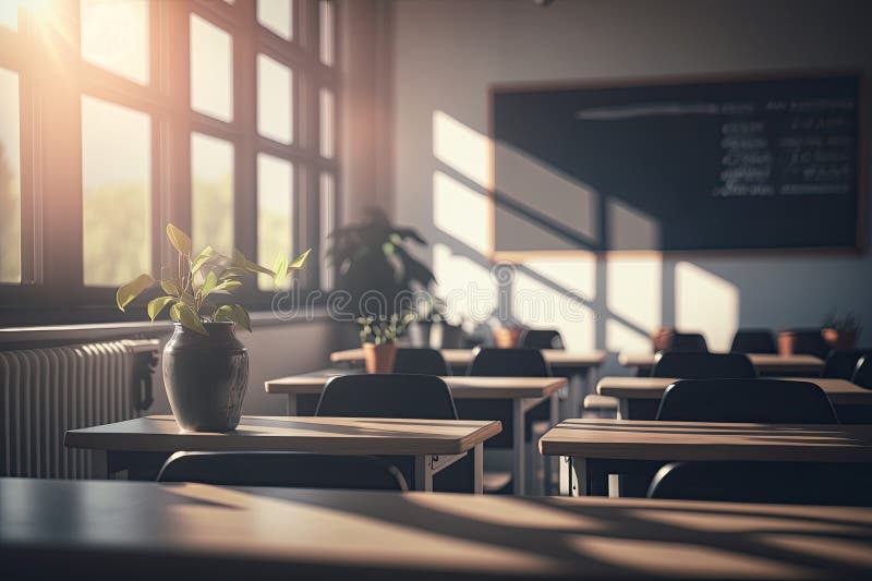School Class Interior. Blackboard and Desks. Education Concept Stock ...
