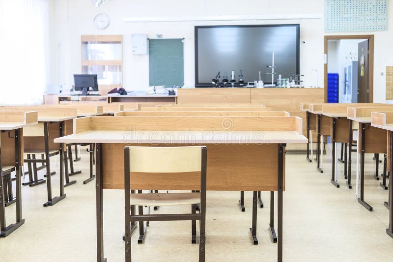 School Class Interior Image Editorial Image - Image of classroom, back ...