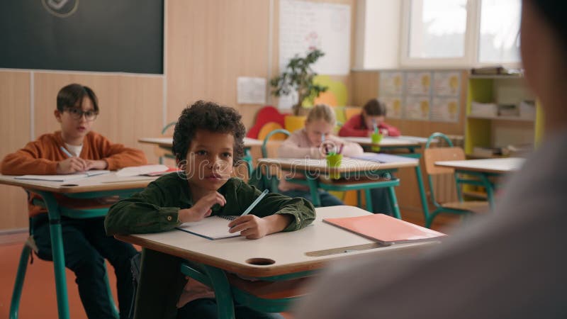 School Class Lesson Group of Multiracial Diversity Multiethnic Children ...