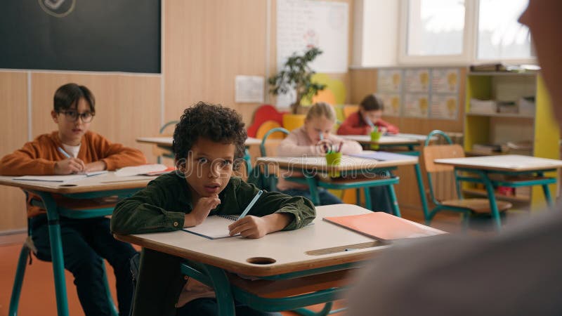 School Class Lesson Group of Multiracial Diversity Multiethnic Children ...