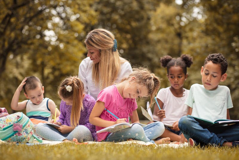 School class in nature. stock image. Image of african - 121561765