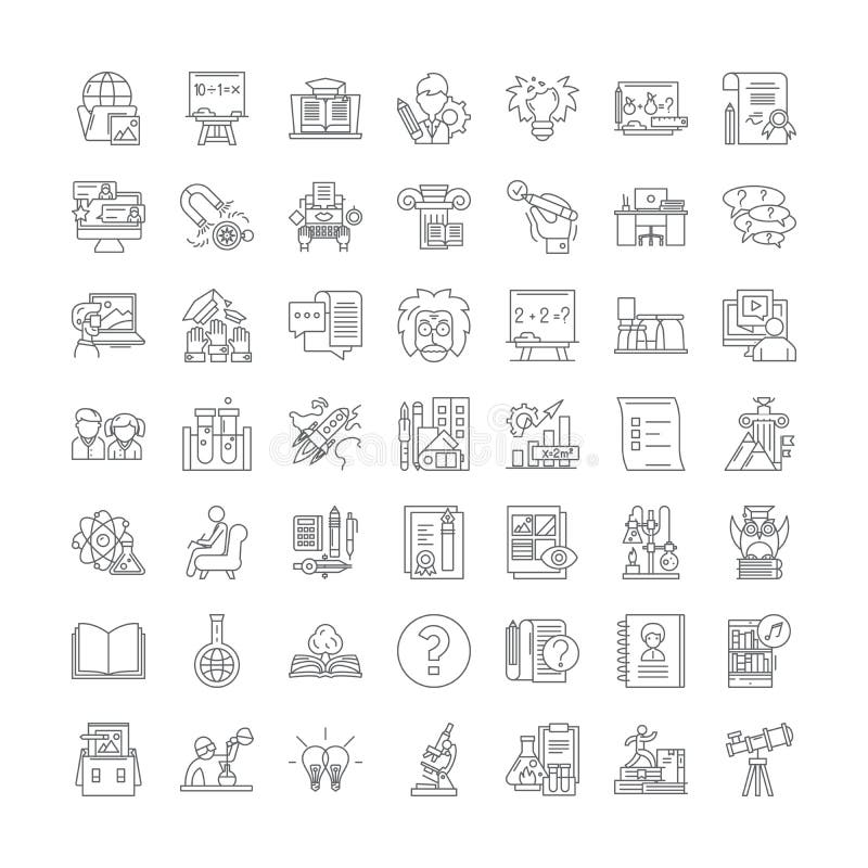School Classes Linear Icons, Signs, Symbols Vector Line Illustration ...