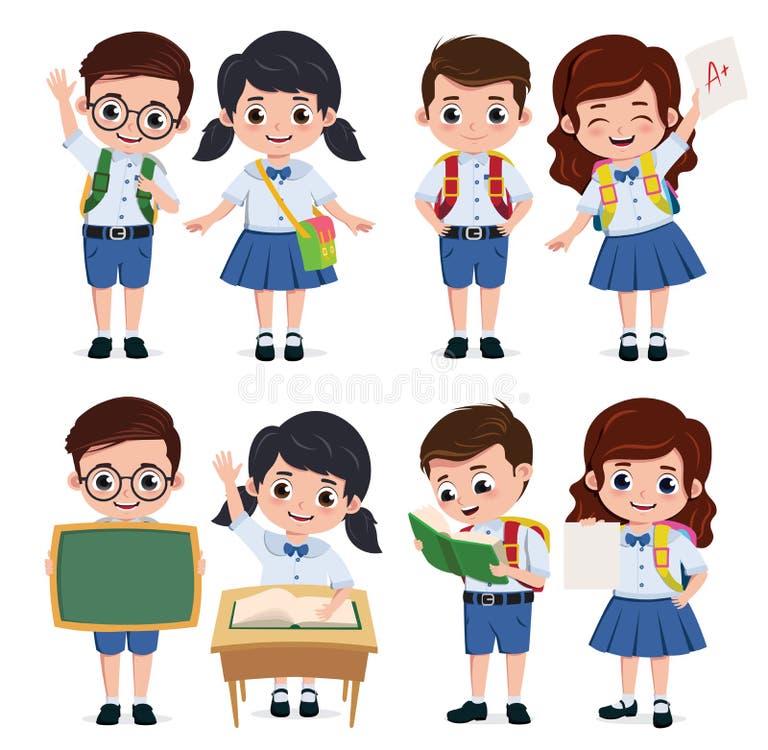 School Classmate Students Character Vector Set. Back To School ...