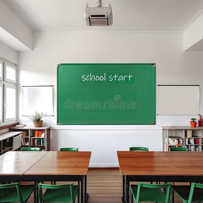 School Classroom with Blackboard, Concept Image School Start Stock ...