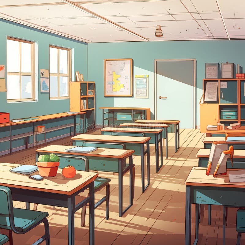 School Classroom Cartoon Style High Quality Ai Image Generated Stock ...