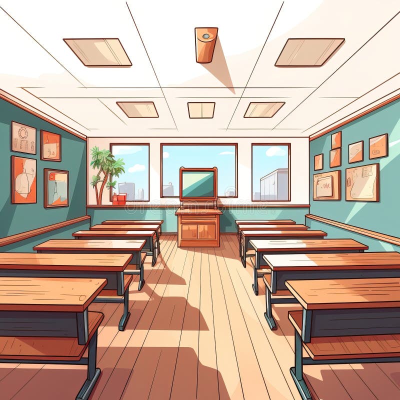 School Classroom Cartoon Style High Quality Ai Image Generated Stock ...