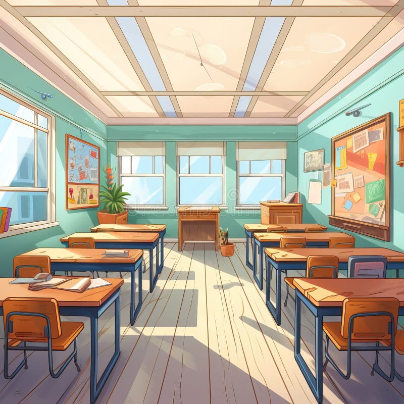 School Classroom Cartoon Style High Quality Ai Image Generated Stock ...